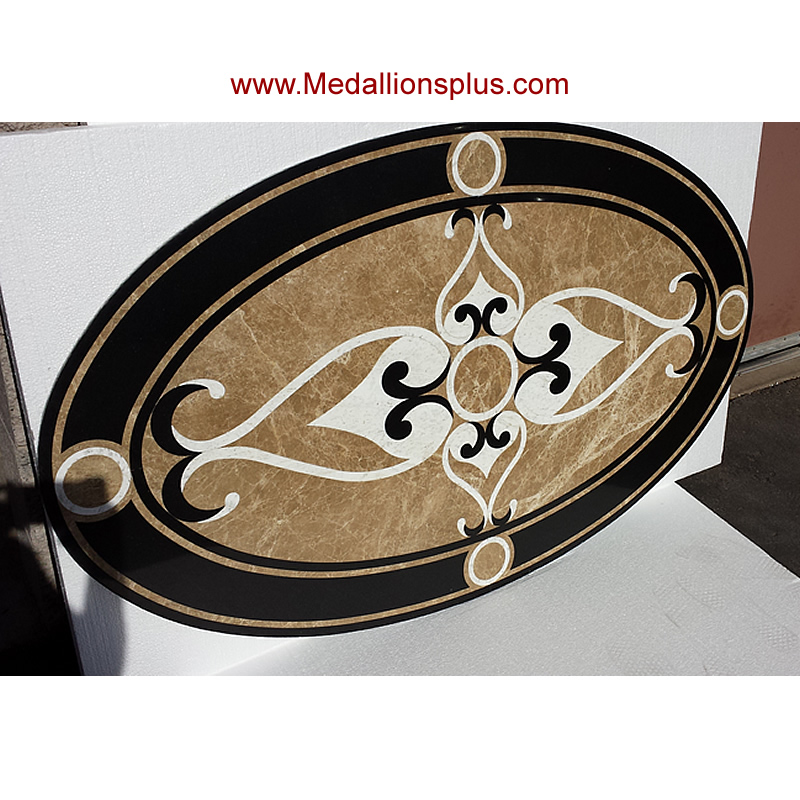Waterjet Oval Medallion - Design 8 - MedallionsPlus.com - Floor ...