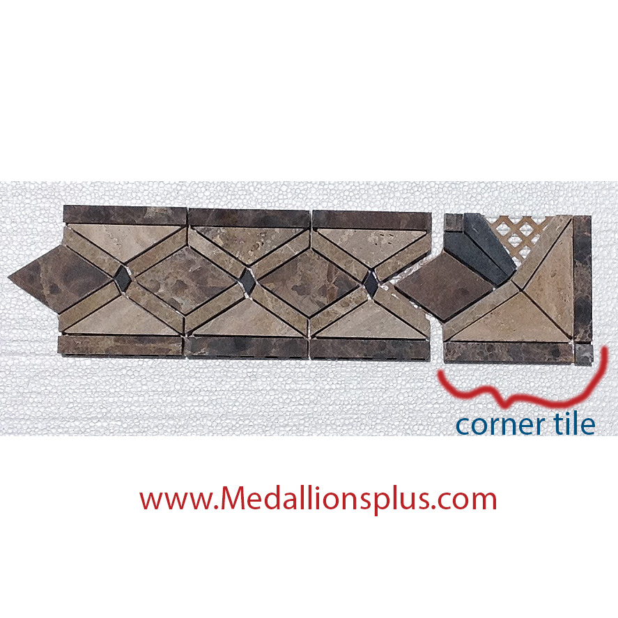 Marble Chain - Tile Border Honed Corner 5" x 12" - MedallionsPlus.com ...