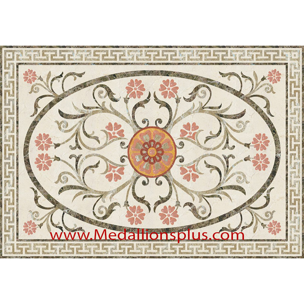 Waterjet Rectangular Medallion - Design 1 - MedallionsPlus.com - Floor ...